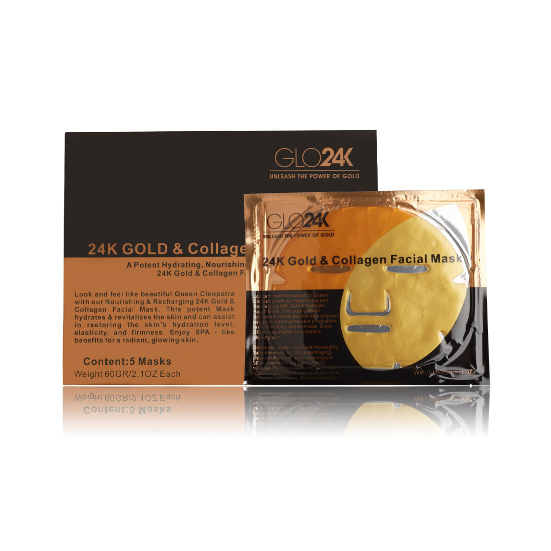 24K Gold & Collagen Facial Mask (Pack of 5) – GLO24K